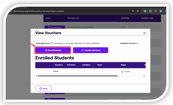 Enroll yourself or a student with a Voucher
